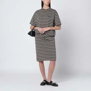 ROTATE BY BIRGER CHRISTENSEN Striped Cotton-jersey Pencil Skirt - Brown