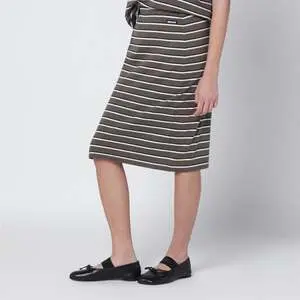 ROTATE BY BIRGER CHRISTENSEN Striped Cotton-jersey Pencil Skirt - Brown