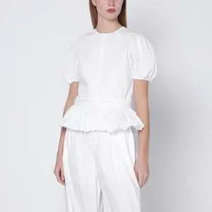 ROTATE BY BIRGER CHRISTENSEN Alix Top With Puff Sleeves - White