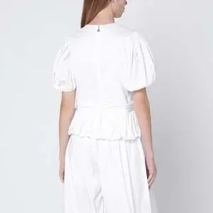 ROTATE BY BIRGER CHRISTENSEN Alix Top With Puff Sleeves - White