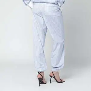 Attico Striped Cotton Poplin Trousers - Light Blue