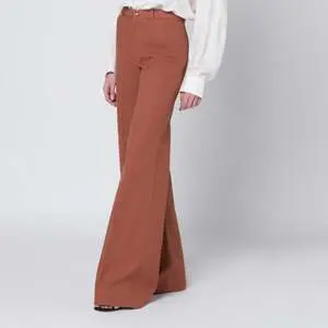 Chloé Flared Cotton Trousers - Beige