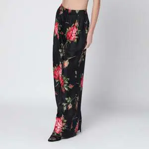 Dolce & Gabbana Wide-leg Twill Trousers With Floral Print - Multicolor