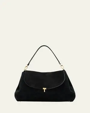 TOTEME T-lock Suede Shoulder Bag