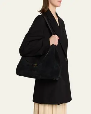TOTEME T-lock Suede Shoulder Bag