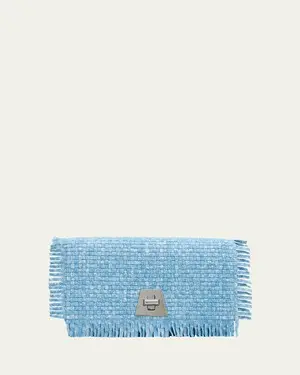 Akris Anouk Fringed Woven Clutch Bag - Grey Sky