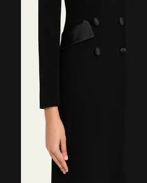 SERGIO HUDSON Satin-lapel Double-breasted Long Coat