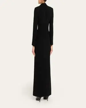 SERGIO HUDSON Satin-lapel Double-breasted Long Coat
