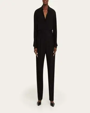 LANVIN Virgin Wool Cigarette Trousers