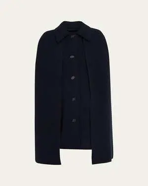 TOTEME Single-breasted Wool Boucle Cape Coat