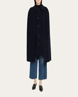 TOTEME Single-breasted Wool Boucle Cape Coat