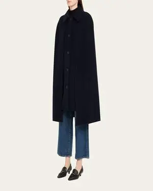 TOTEME Single-breasted Wool Boucle Cape Coat