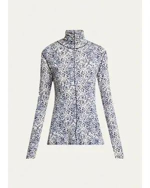 Proenza Schouler White Label Audrey Printed Jersey Turtleneck - Asphalt Multi