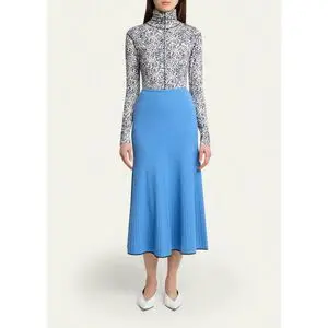 Proenza Schouler White Label Audrey Printed Jersey Turtleneck - Asphalt Multi