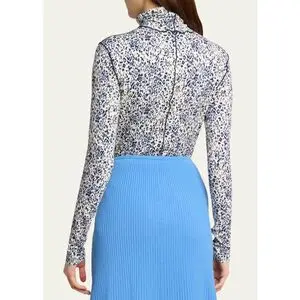Proenza Schouler White Label Audrey Printed Jersey Turtleneck - Asphalt Multi