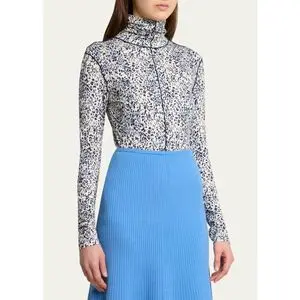 Proenza Schouler White Label Audrey Printed Jersey Turtleneck - Asphalt Multi