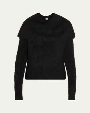 TOTEME Funnel-Neck Alpaca-Blend Sweater - Black