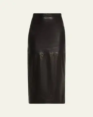 HEIRLOME Lexi Leather Pencil Midi Skirt - Black