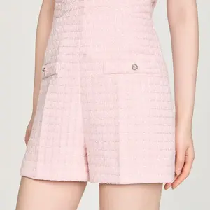Sandro Sequin Embellished Tweed Shorts - Pink