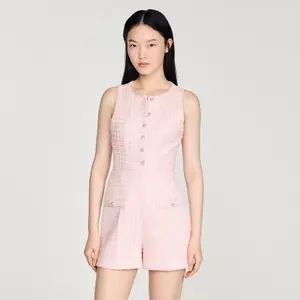 Sandro Sequin Embellished Tweed Shorts - Pink