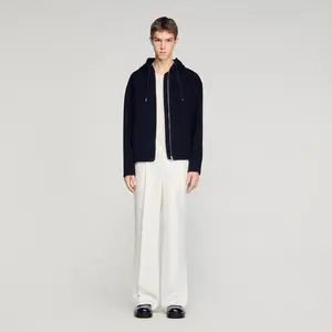 Sandro Hooded Zip-up Wool Jacket
