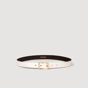 Sandro Smooth Leather Belt With Metal Buckle - White