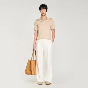 Sandro Short-sleeved V-neck Polo Shirt - Beige