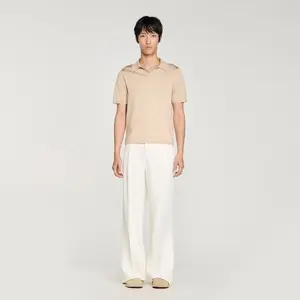 Sandro Short-sleeved V-neck Polo Shirt - Beige