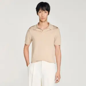 Sandro Short-sleeved V-neck Polo Shirt - Beige