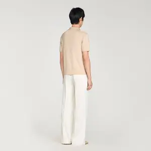 Sandro Short-sleeved V-neck Polo Shirt - Beige