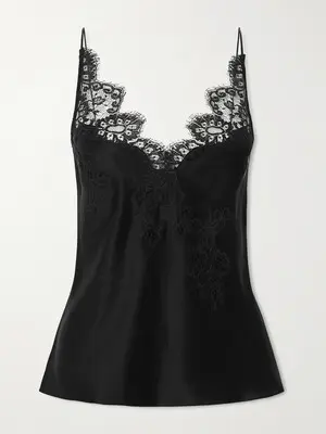 Carine Gilson Lace-trimmed Silk-satin Camisole - Black