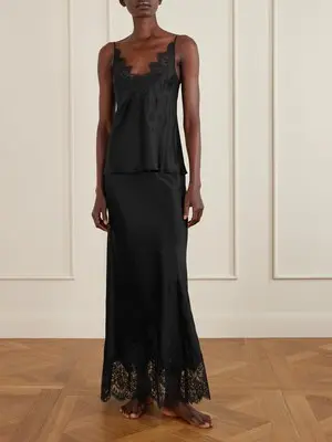 Carine Gilson Lace-trimmed Silk-satin Camisole - Black