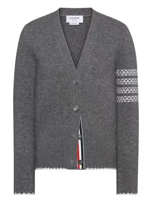 Thom Browne V-neck Four-stripe Cardigan - Grey
