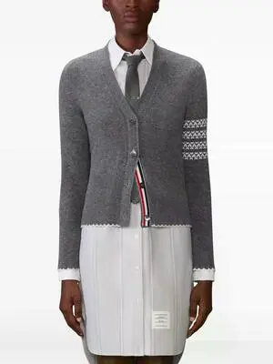 Thom Browne V-neck Four-stripe Cardigan - Grey