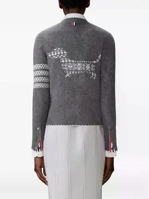 Thom Browne V-neck Four-stripe Cardigan - Grey