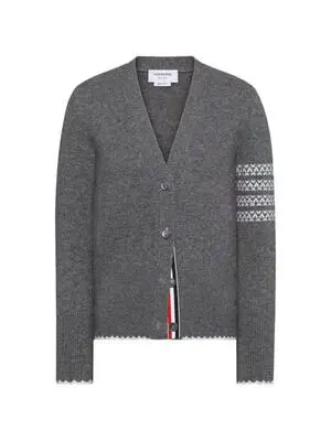 Thom Browne V-neck Four-stripe Cardigan - Grey