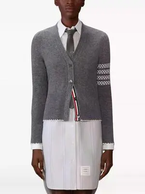 Thom Browne V-neck Four-stripe Cardigan - Grey