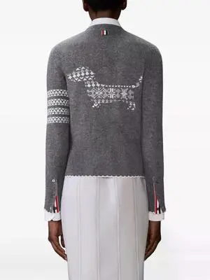 Thom Browne V-neck Four-stripe Cardigan - Grey
