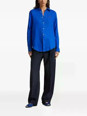Polo Ralph Lauren Logo-embroidered Linen Shirt - Blue
