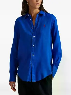 Polo Ralph Lauren Logo-embroidered Linen Shirt - Blue