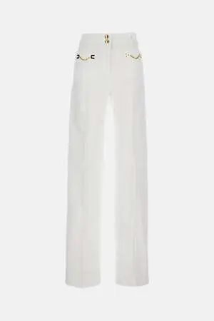 Elisabetta Franchi Cotton-blend Denim Trousers - Bianco