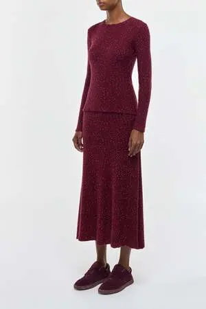 Gabriela Hearst Sabine Beaded Knit Midi Skirt - Bordeaux