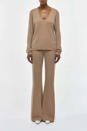 Gabriela Hearst Kaulike Knit Pants In Brushed Cashmere - Camel