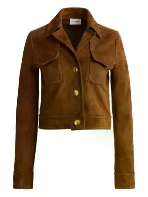 Gold button leather jackets for women