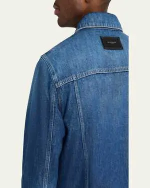Givenchy Denim Jacket With Leather Patch - Medium Blue