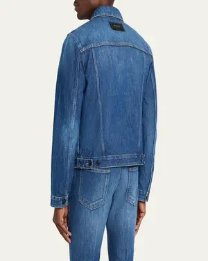 Givenchy Denim Jacket With Leather Patch - Medium Blue