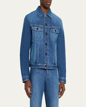 Givenchy Denim Jacket With Leather Patch - Medium Blue