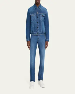 Givenchy Denim Jacket With Leather Patch - Medium Blue