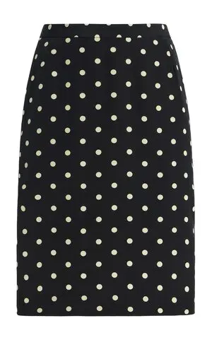 Françoise Poppy Polka-dot Silk Midi Skirt