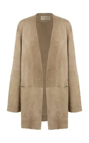 CORTANA Cassian Collarless Linen-blend Jacket - Neutral